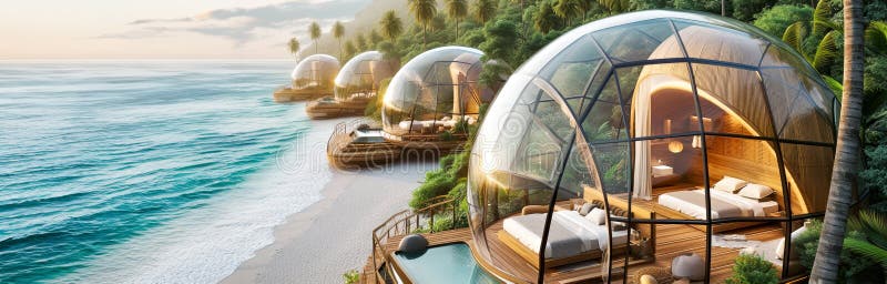 Tropical Beachfront Geo-Domes on a Beachfront. Eco-friendly Igloo Hotel ...