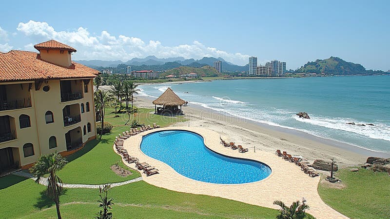 Tropical Beachfront Resort Complex with Swimming Pool and Ocean Views ...
