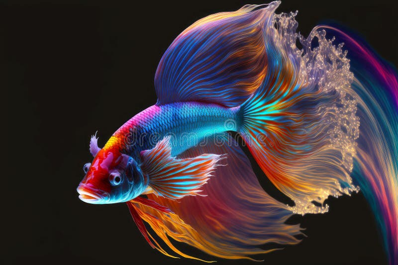 Rainbow Betta Fish. Isolated on White Background. Stock Illustration ...
