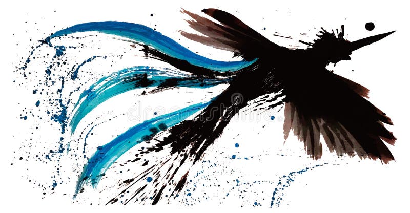 Tropical Bird. Ink Art. Hand Drawn Illustration. Stock Illustration ...