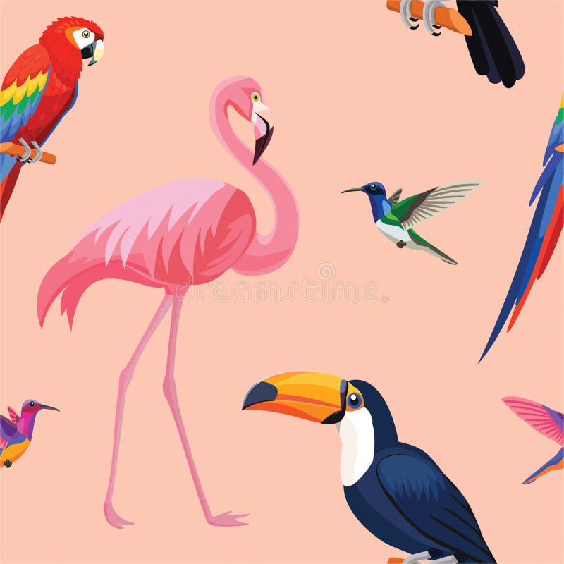Tropical Birds Pattern. Vector Seamless Texture. Stock Illustration ...