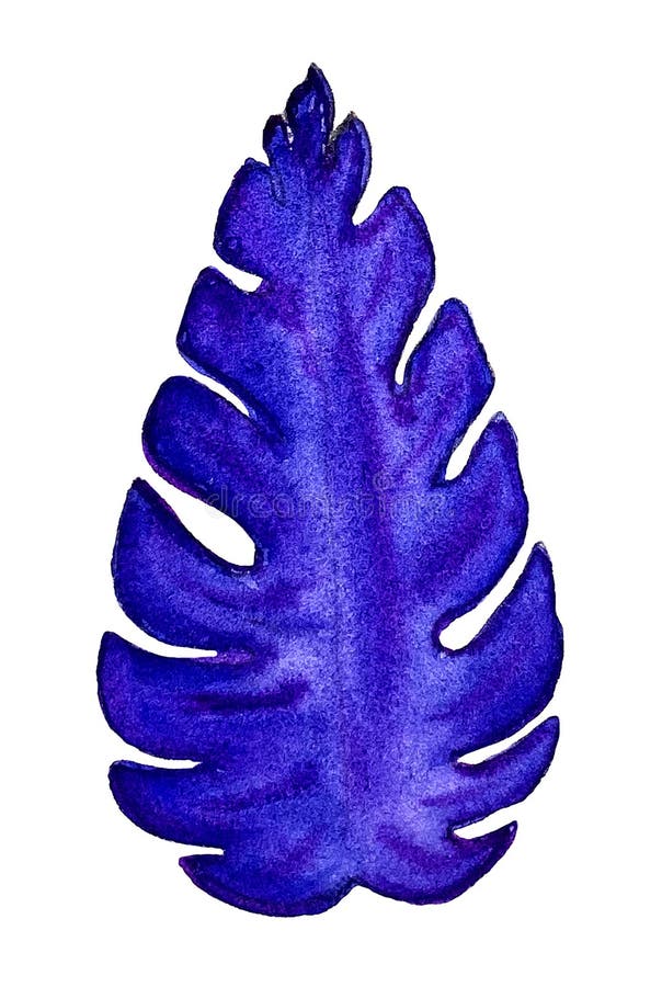 Tropical Blue Leaf, Drawing with Markers. Isolated Plant Blue Element ...