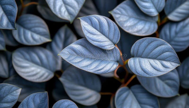 Tropical Blue Leaves Pattern,Close Up Detail Macro Texture of Bright ...
