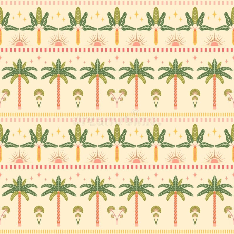 Tropical Border Seamless Pattern Vector Illustration. Horizontal Summer ...