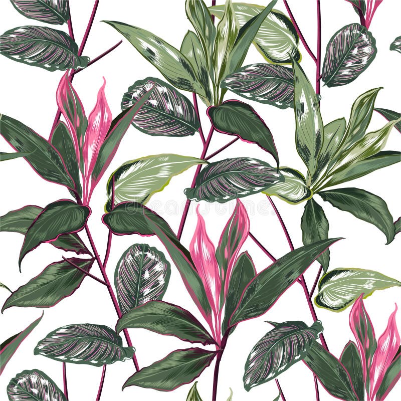 Tropical Botanical Motifs Scattered Random. Seamless Texture Floral ...