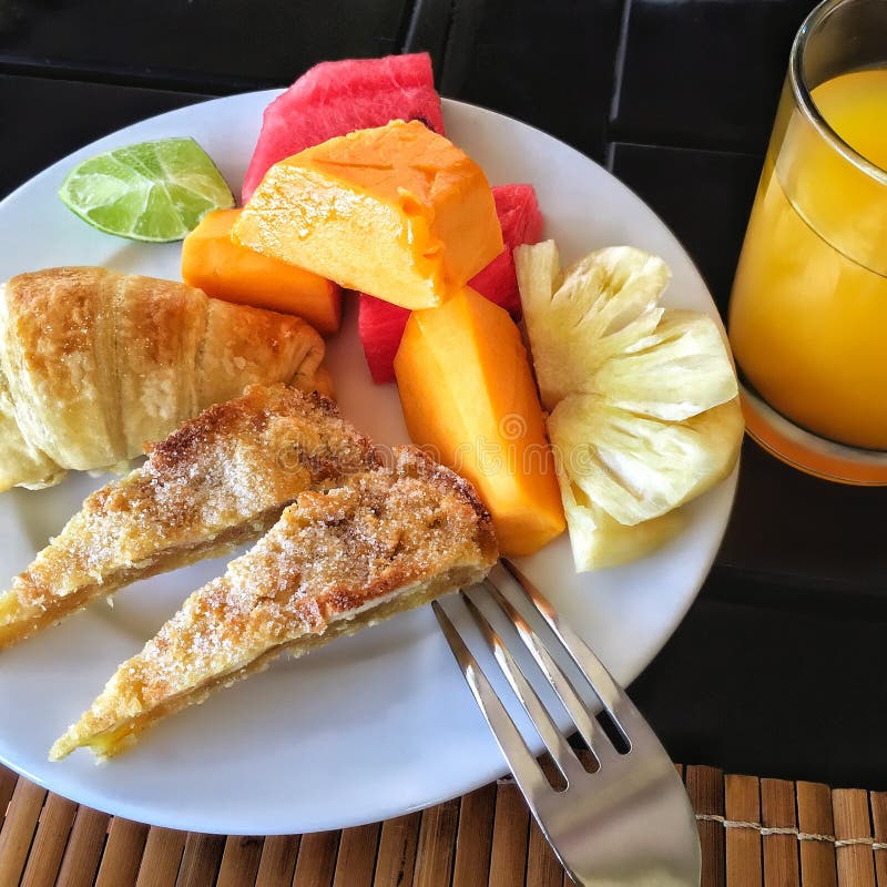 Tropical Breakfast: Fruit, Fresh Juice Stock Image - Image of breakfast ...