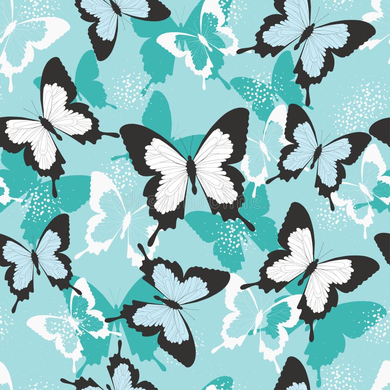 Tropical Butterfly Seamless Pattern Stock Vector - Illustration of ...
