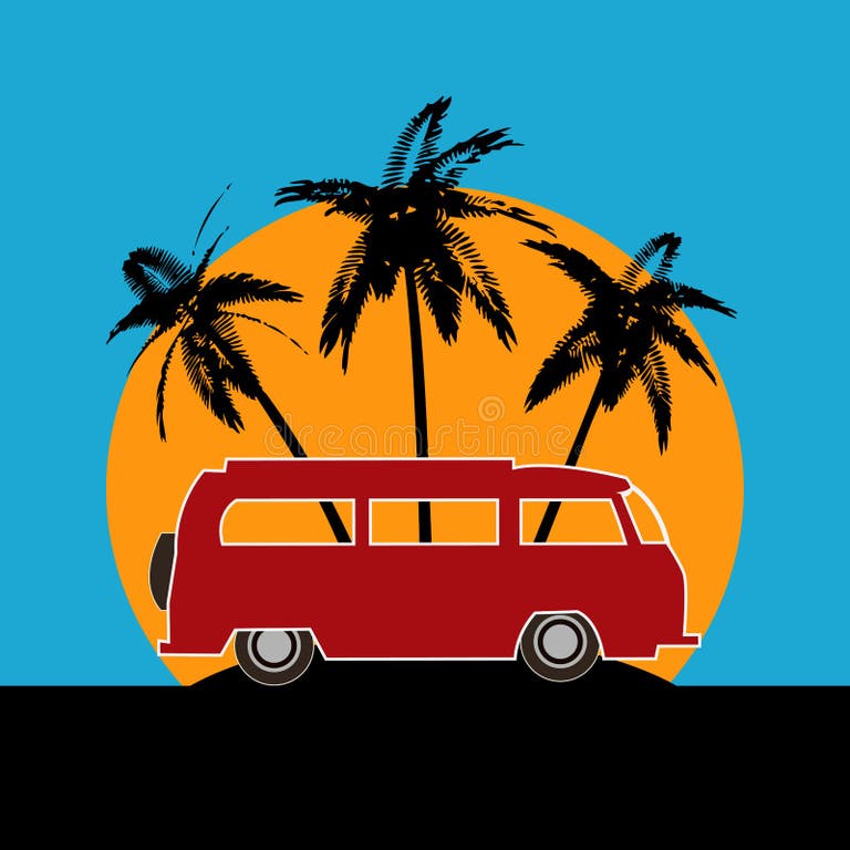 Tropical Camper Van Background Stock Vector - Illustration of beach ...