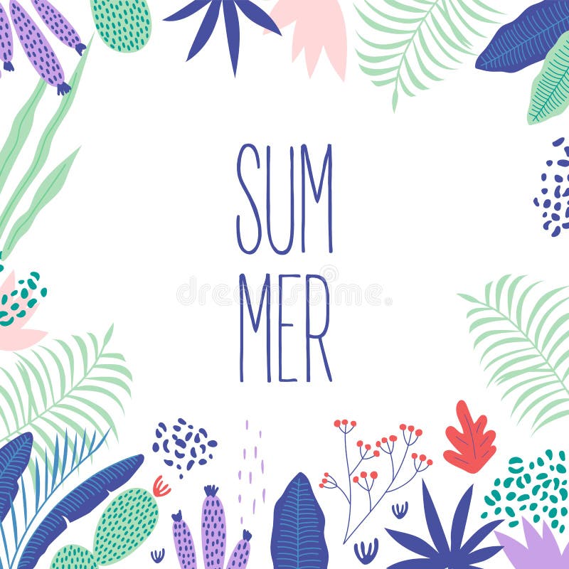 Tropical Card with Leaves. Tropical Frame Stock Vector - Illustration ...