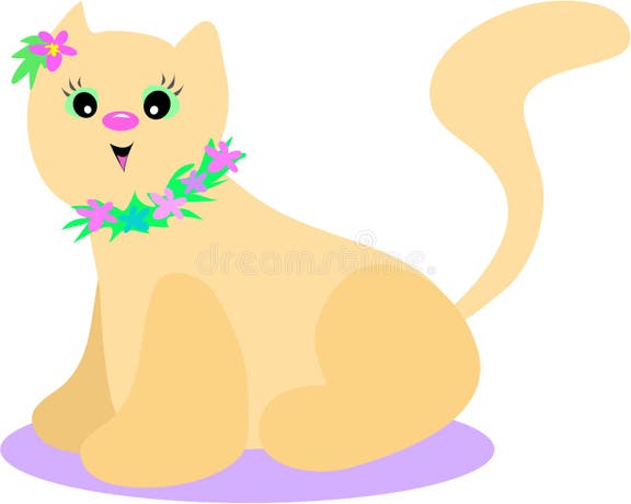Tropical Cat with Flower Lei Stock Vector - Illustration of vector ...