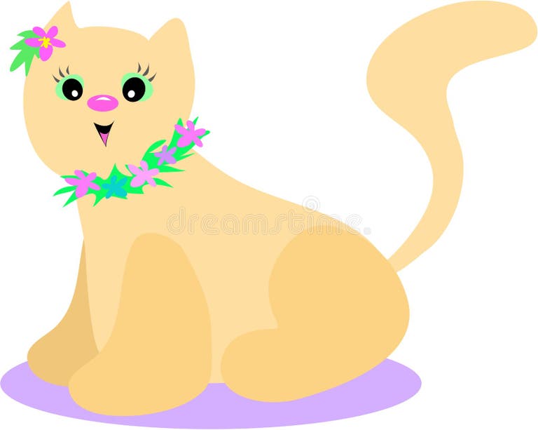 Tropical Cat with Flower Lei Stock Vector - Illustration of vector ...