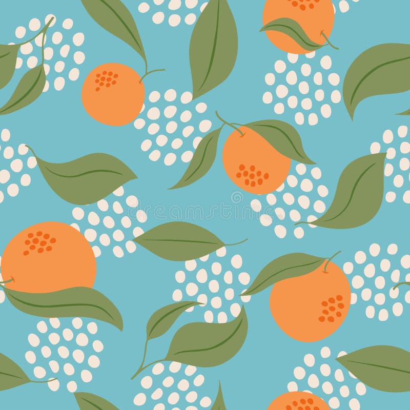 Tropical Citrus Orange Fruits Seamless Repeat Pattern Stock Vector - Illustration of abstract ...