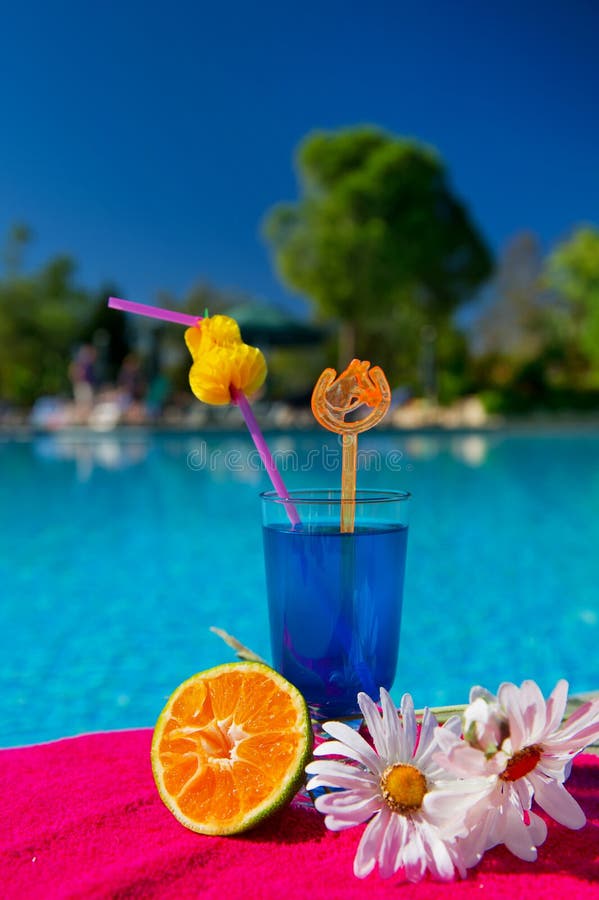 Girl in pool with cocktail stock photo. Image of holiday - 8701330