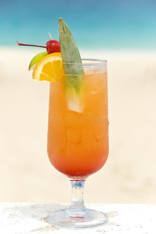 Tropical Cocktail by the Caribbean Sea Stock Image - Image of beverage ...