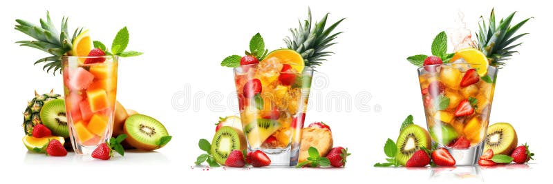 Tropical Cocktail. Fruits in a Glass AI Generated Stock Image - Image ...