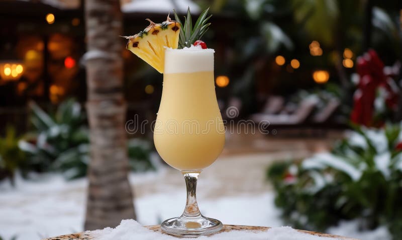 Tropical Cocktail with Pineapple Garnish Served in Elegant Glass at ...