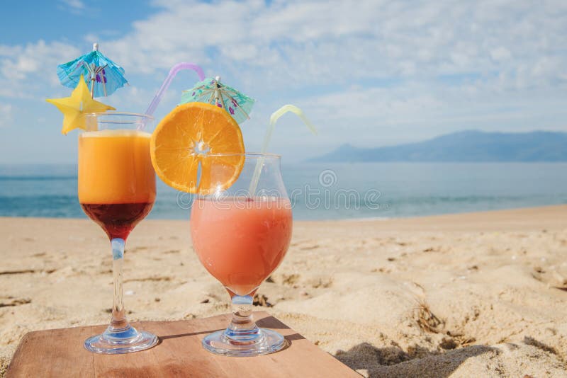 Tropical Cocktail Served Beach. High Quality Photo Stock Image - Image ...