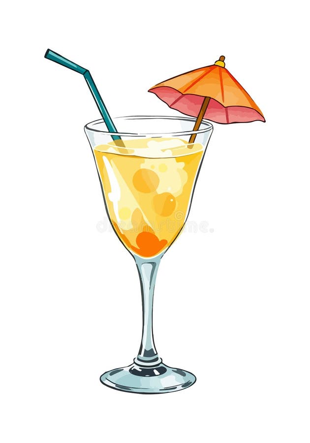 Tropical Cocktail Vector Illustration. Stock Vector - Illustration of ...