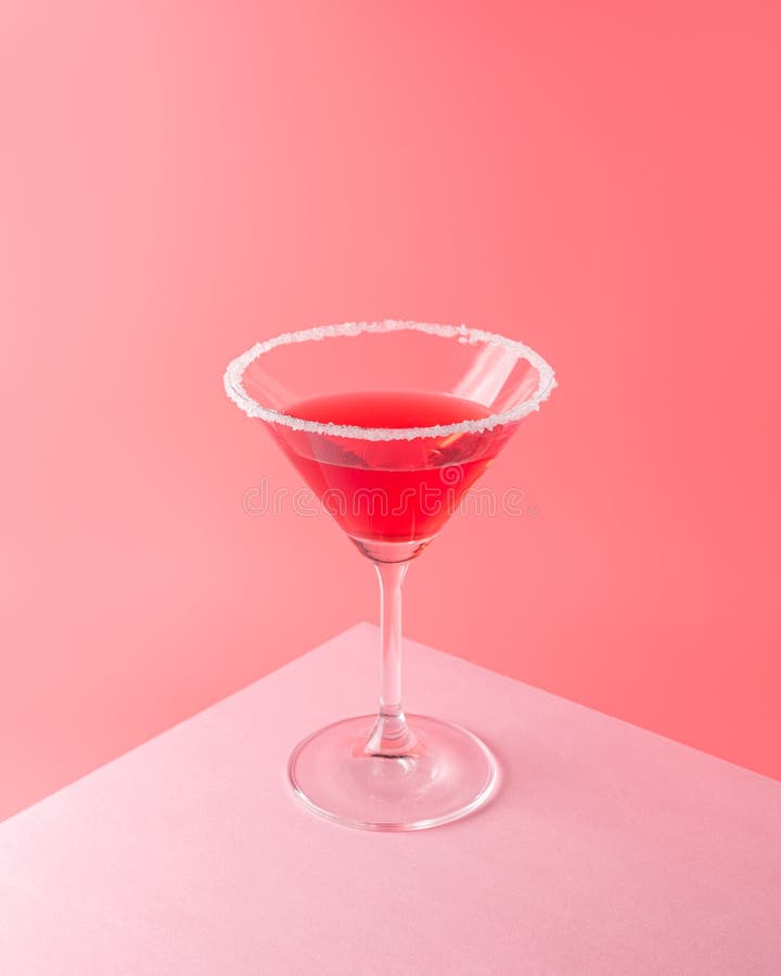 Tropical Cocktail on Vivid Pink Background. Minimal Summer Drink ...