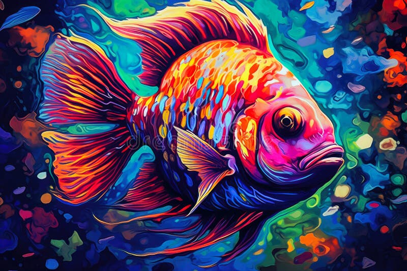 Illustration of a Tropical Colorful Fish Stock Image - Image of gold ...