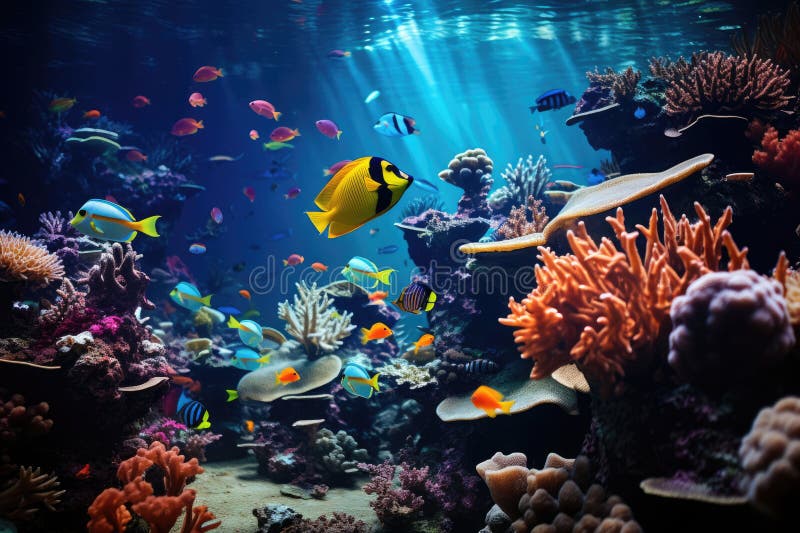 Tropical Colorful Fish in the Ocean, Underwater Background Stock Image ...