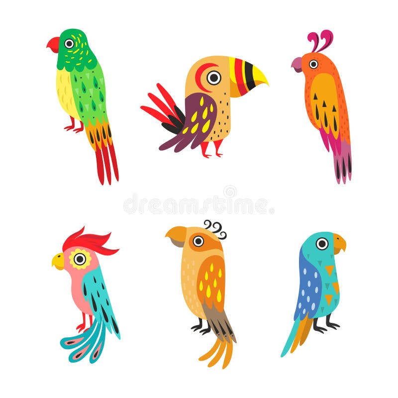 Tropical Parrot Set Stock Illustrations – 4,786 Tropical Parrot Set ...