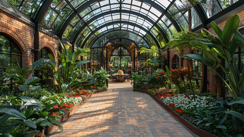 Tropical Conservatory with Exotic Plants and a Glass Roof Stock Photo ...