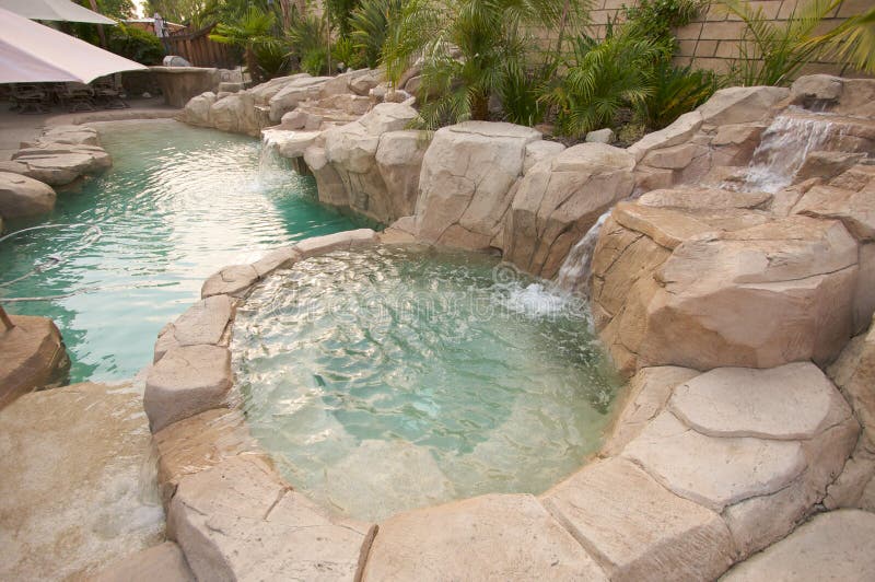 Tropical Custom Pool & Jacuzzi Stock Image - Image of stone, pattern ...