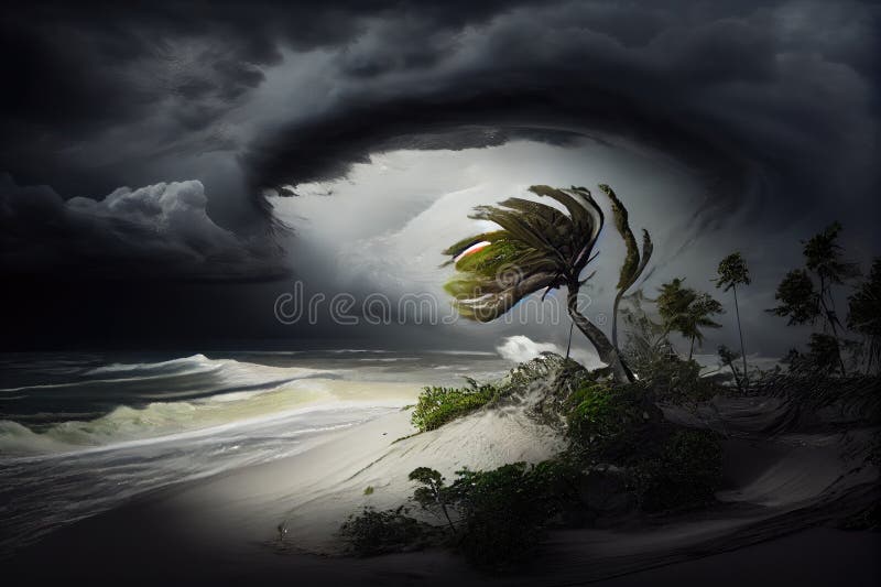 Tropical Cyclone, with View of the Clouds Swirling in the Wind Stock ...