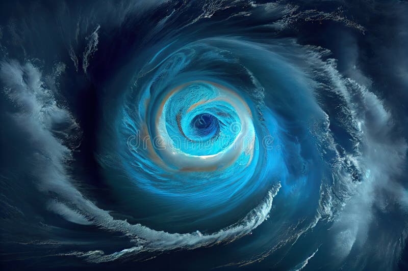 Tropical Cyclone, with Its Eye Surrounded by Swirling Clouds, Moving ...
