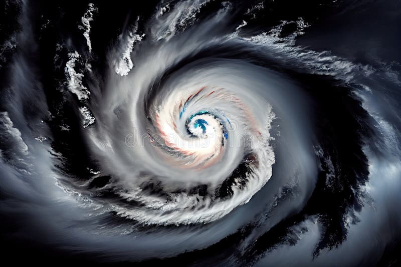 Tropical Cyclone, with Its Eye Visible and Surrounded by Powerful Winds ...