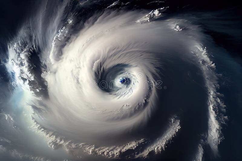 Tropical Cyclone, with Its Eye Visible and Surrounded by Powerful Winds ...
