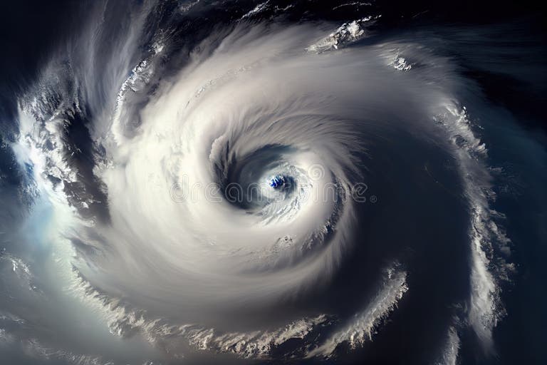Tropical Cyclone, with Its Eye Visible and Surrounded by Powerful Winds ...