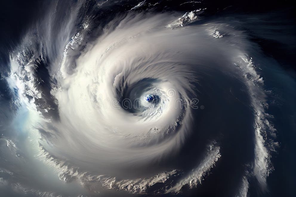 Tropical Cyclone, with Its Eye Visible and Surrounded by Powerful Winds ...