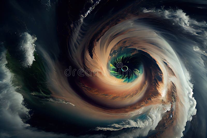 Tropical Cyclone, with Its Eye Visible and Surrounded by Powerful Winds ...