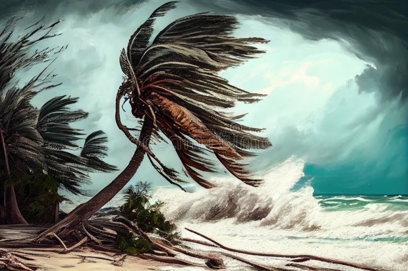 Tropical Cyclone, with Its Outer Edges Brushing Against the Shoreline ...