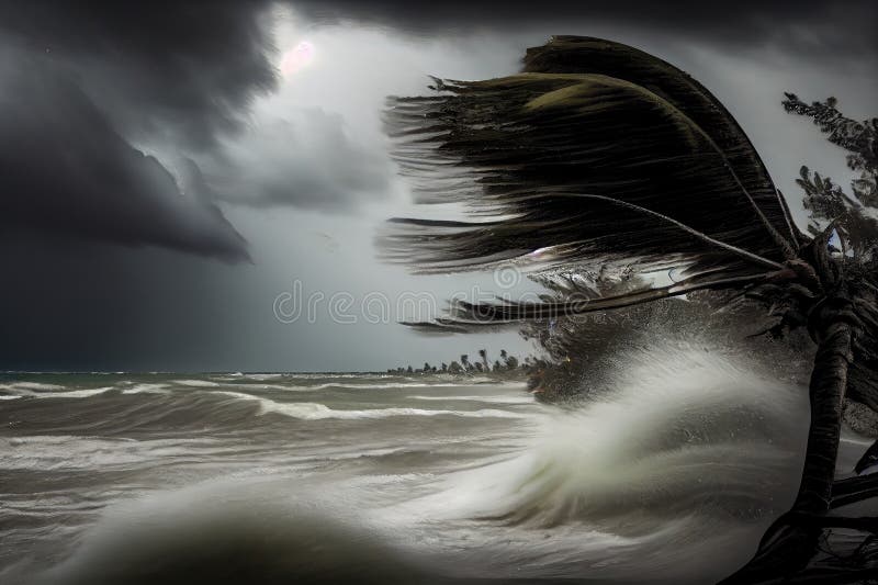 Tropical Cyclone, with Its Powerful Winds and Rain, Battering Coast ...