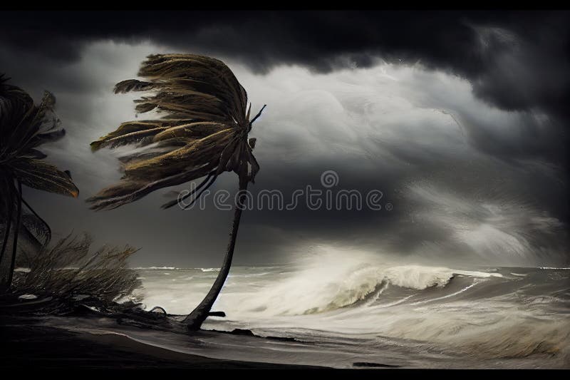 Tropical Cyclone, with Its Powerful Winds and Rain, Battering Coast ...