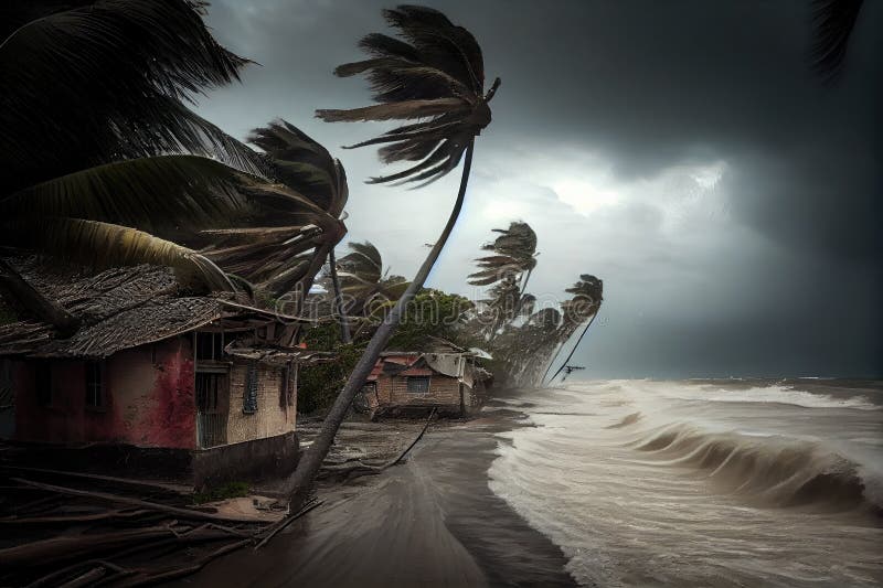 Tropical Cyclone, with Its Powerful Winds and Rain Causing Destruction ...