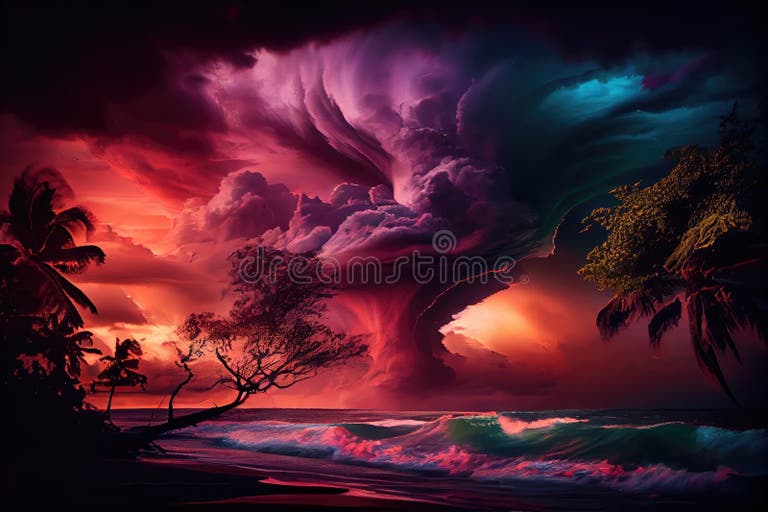 Tropical Cyclone, with Massive Storm Clouds and Powerful Winds, in ...