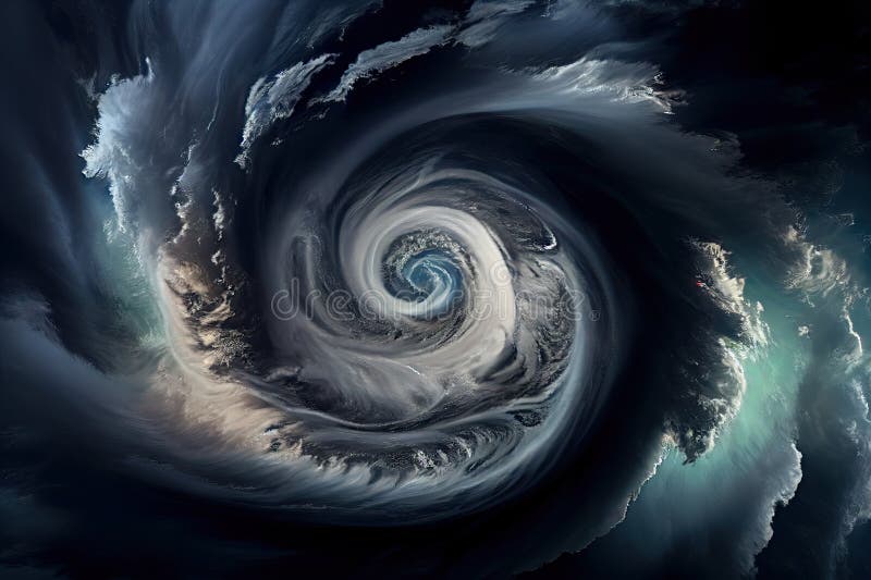 Tropical Cyclone, with Multiple Swirls of Clouds and Torrential Rain ...