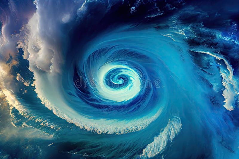 Tropical Cyclone Swirling Over Calm, Blue Ocean Stock Photo - Image of ...