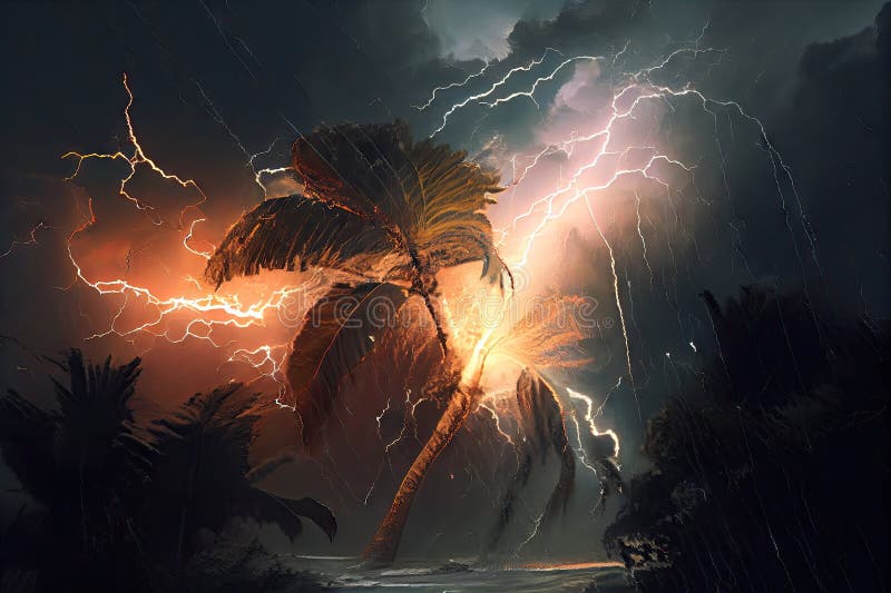 Tropical Cyclone, with View of Raging Storm Clouds and Lightning ...