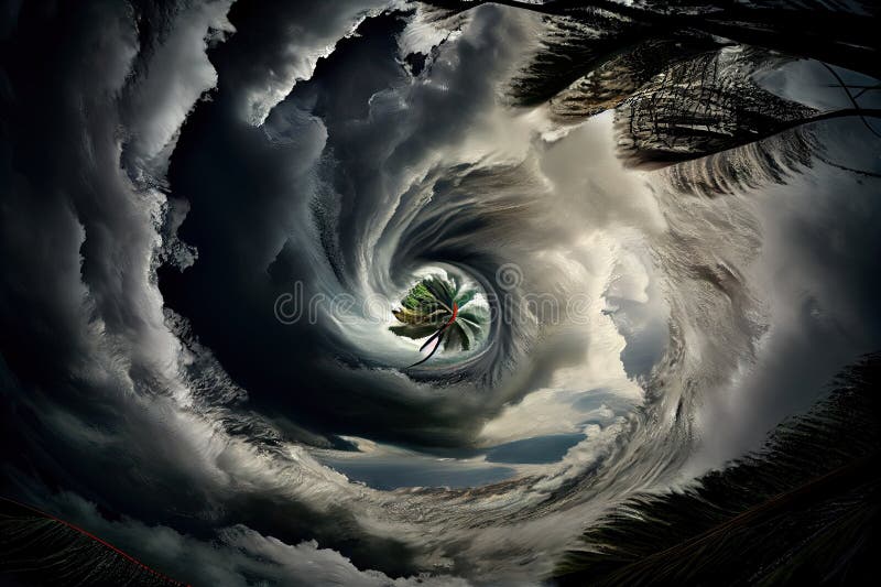 Tropical Cyclone, with View of the Clouds Swirling in the Wind Stock ...