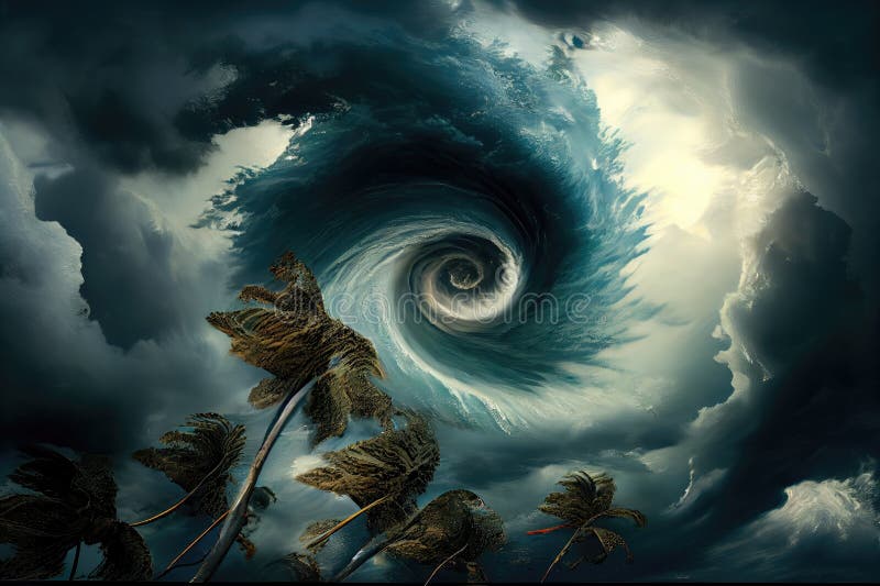 Tropical Cyclone, with View of the Clouds Swirling in the Wind Stock ...