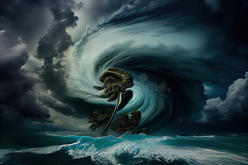 Tropical Cyclone, with View of the Clouds Swirling in the Wind Stock ...