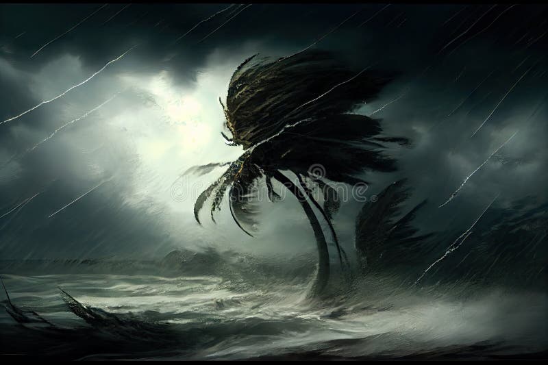 Tropical Cyclone, with View of Its Powerful Winds and Heavy Rain ...