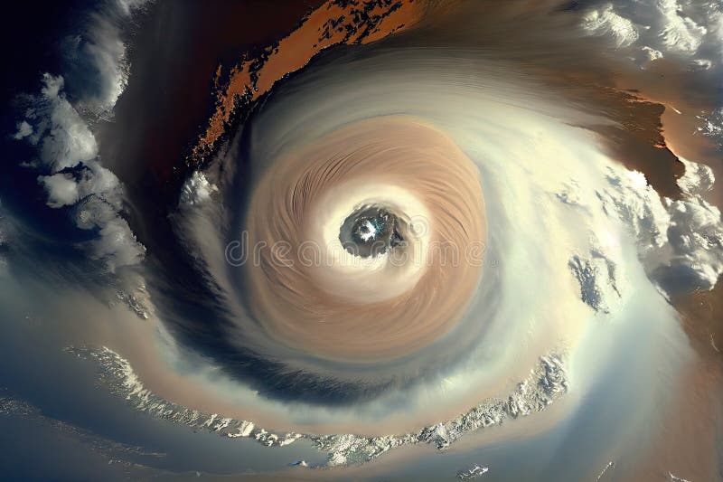 Tropical Cyclone, Viewed from Above, with Clouds and Rain Moving Around ...