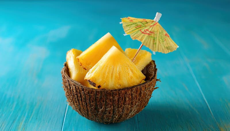 Tropical Delight with Fresh Pineapple Served Stock Image - Image of ...