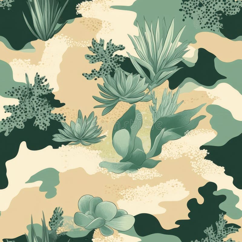 Tropical Desert Flora Pattern: Seamless Botanical Illustration Stock ...